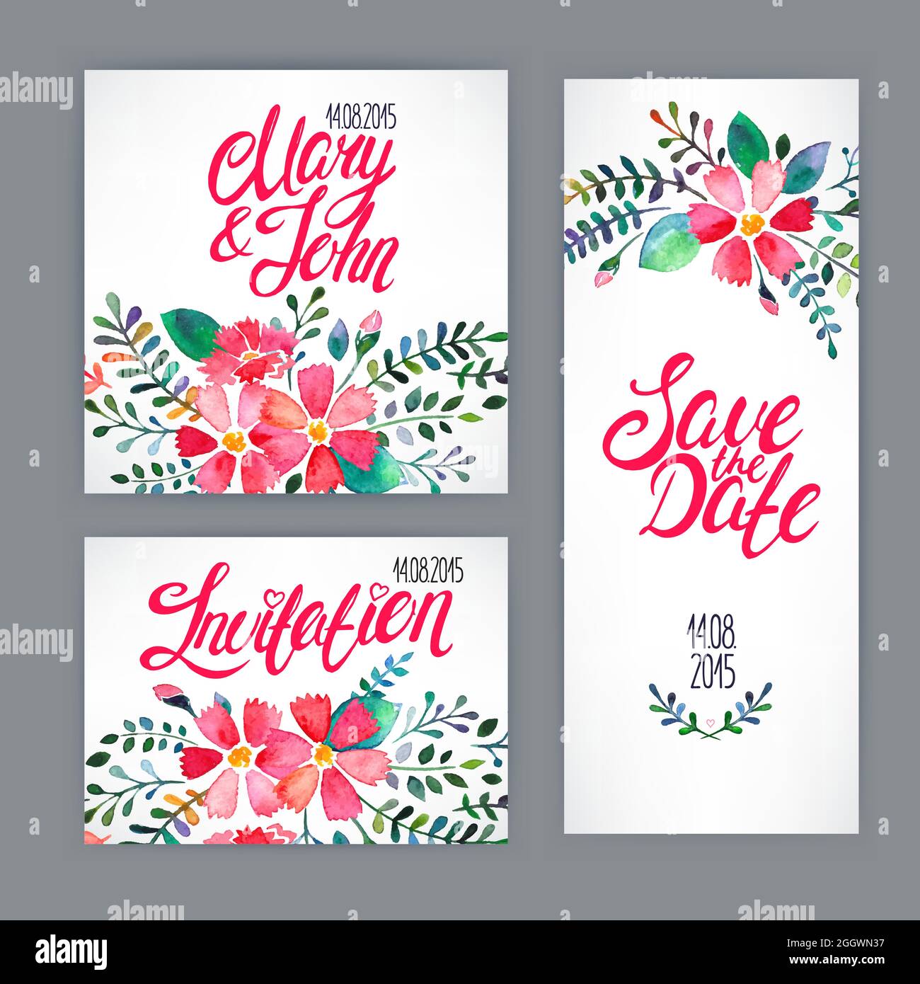 beautiful card with watercolor floral pattern. hand-drawn illustration ...