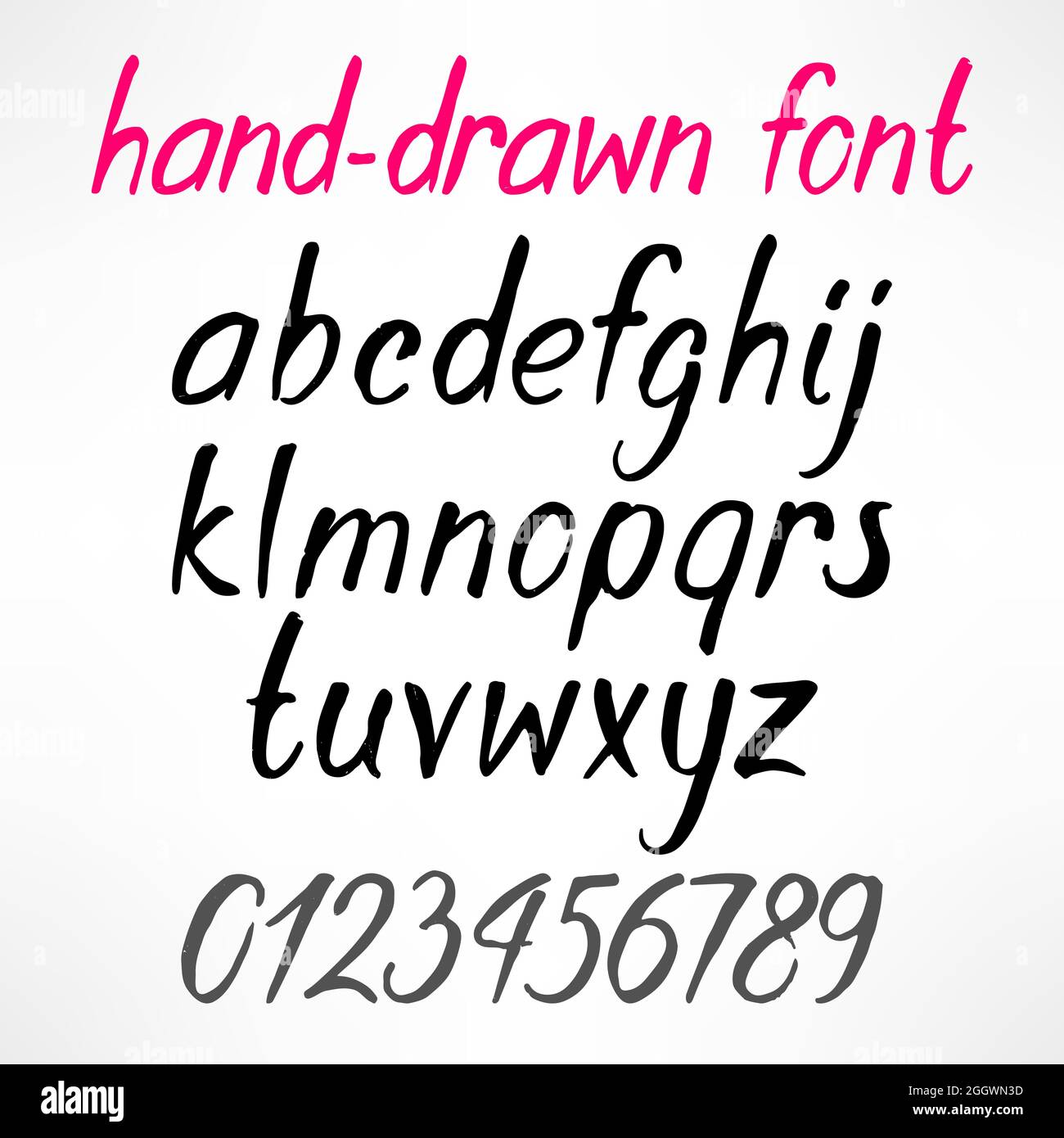 set of Latin hand-drawn letters and numbers Stock Vector Image & Art ...