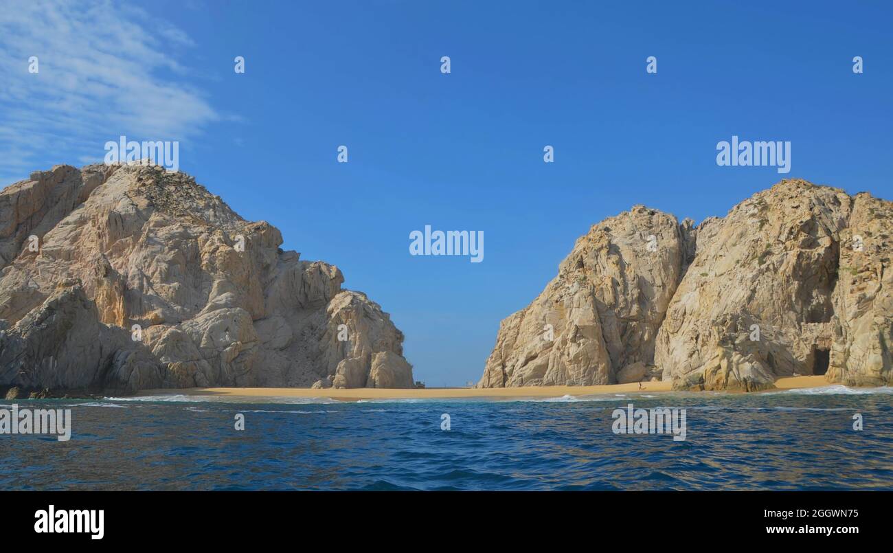 Landscape with scenic view of Playa del Amor (Playa Doña Chepa ) a ...