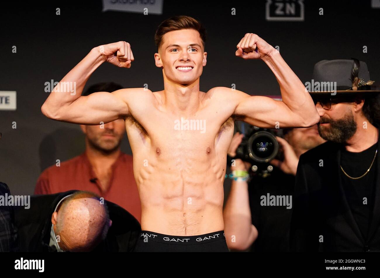 Hopey Price during the weigh-in at the New Dock Hall, Leeds. Picture ...