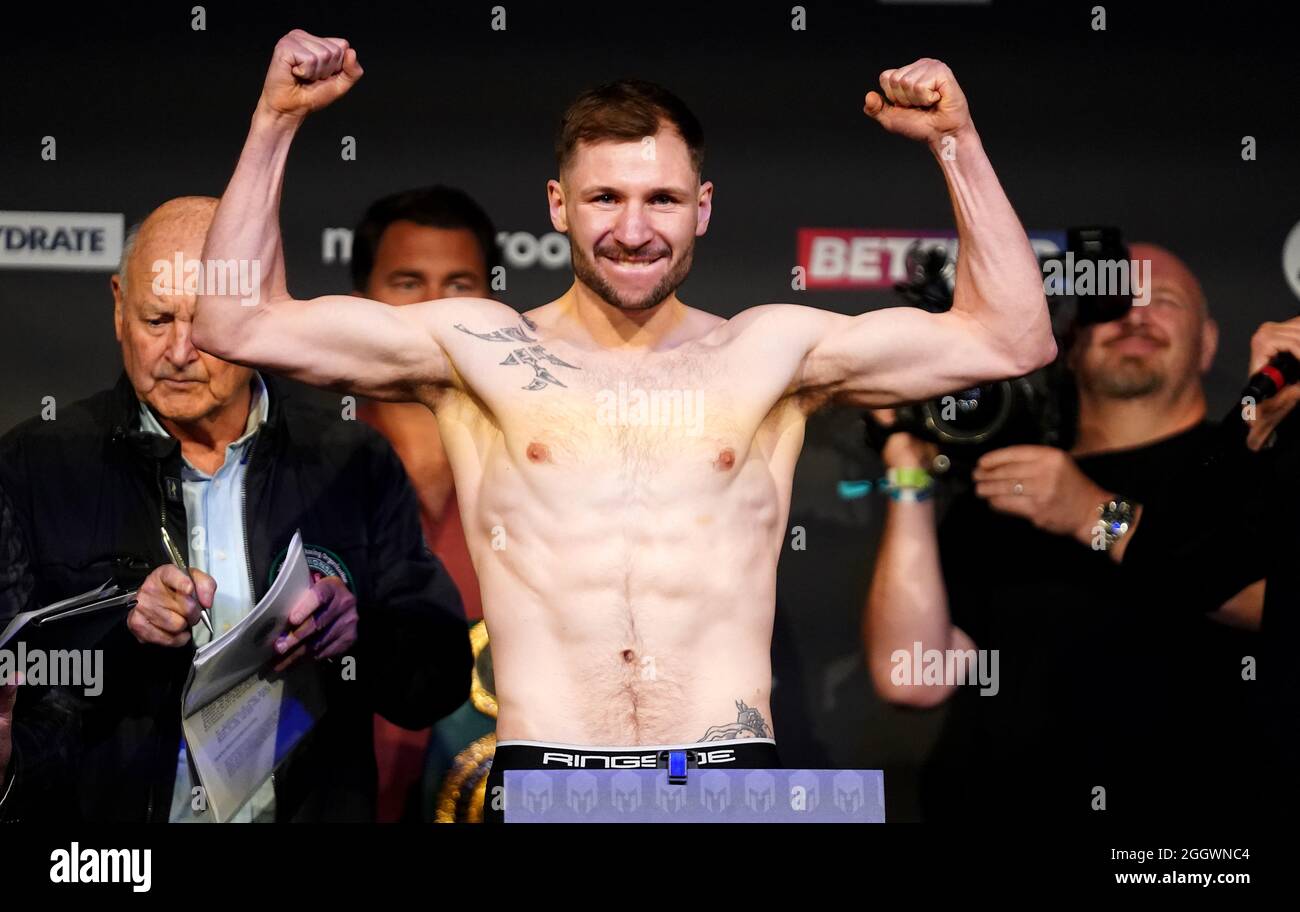 Maxi Hughes during the weigh-in at the New Dock Hall, Leeds. Picture ...