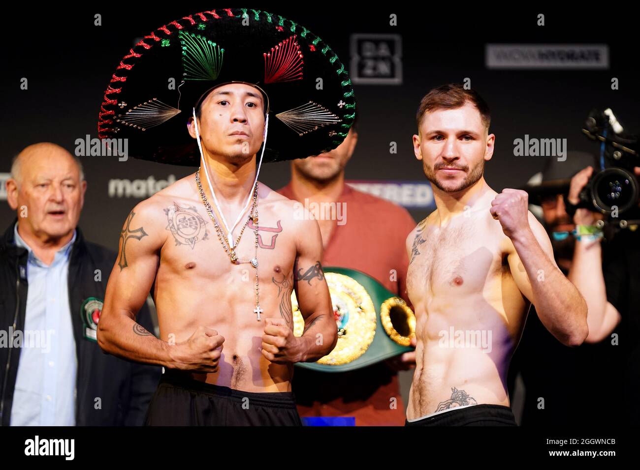 Jovanni Straffon and Maxi Hughes (right) during the weigh-in at the New ...