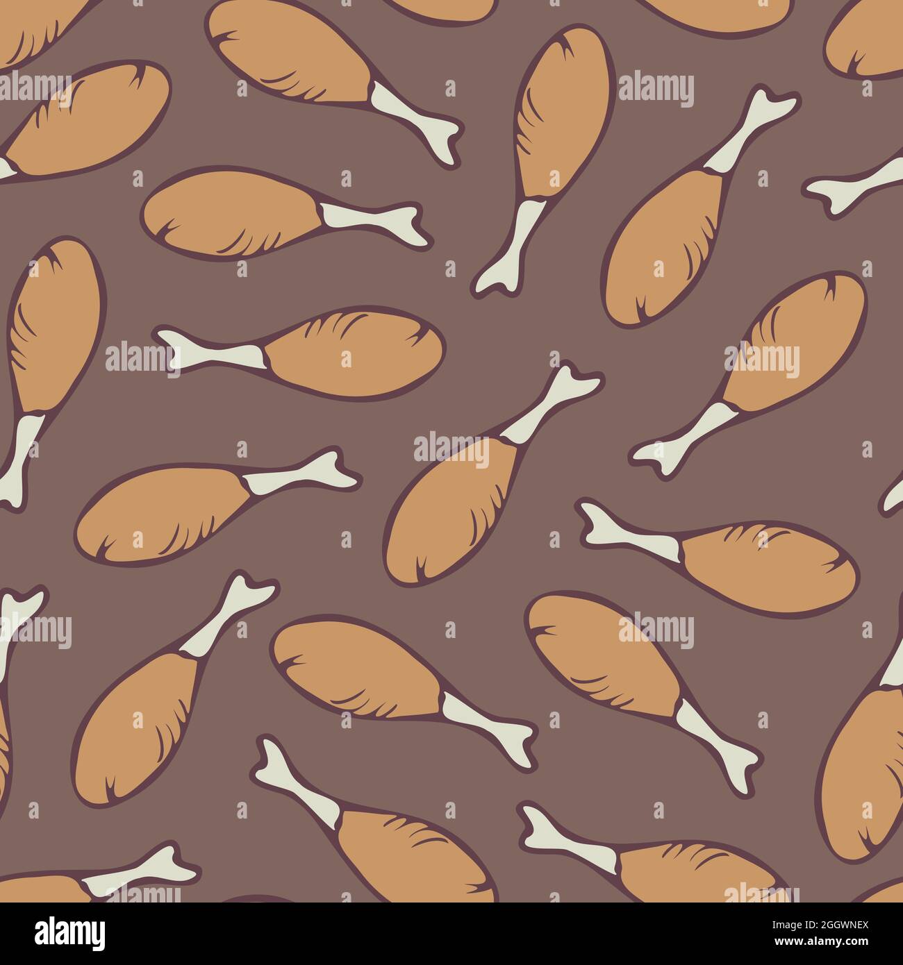 Vector seamless pattern with hand drawn chicken legs. Colored and ...