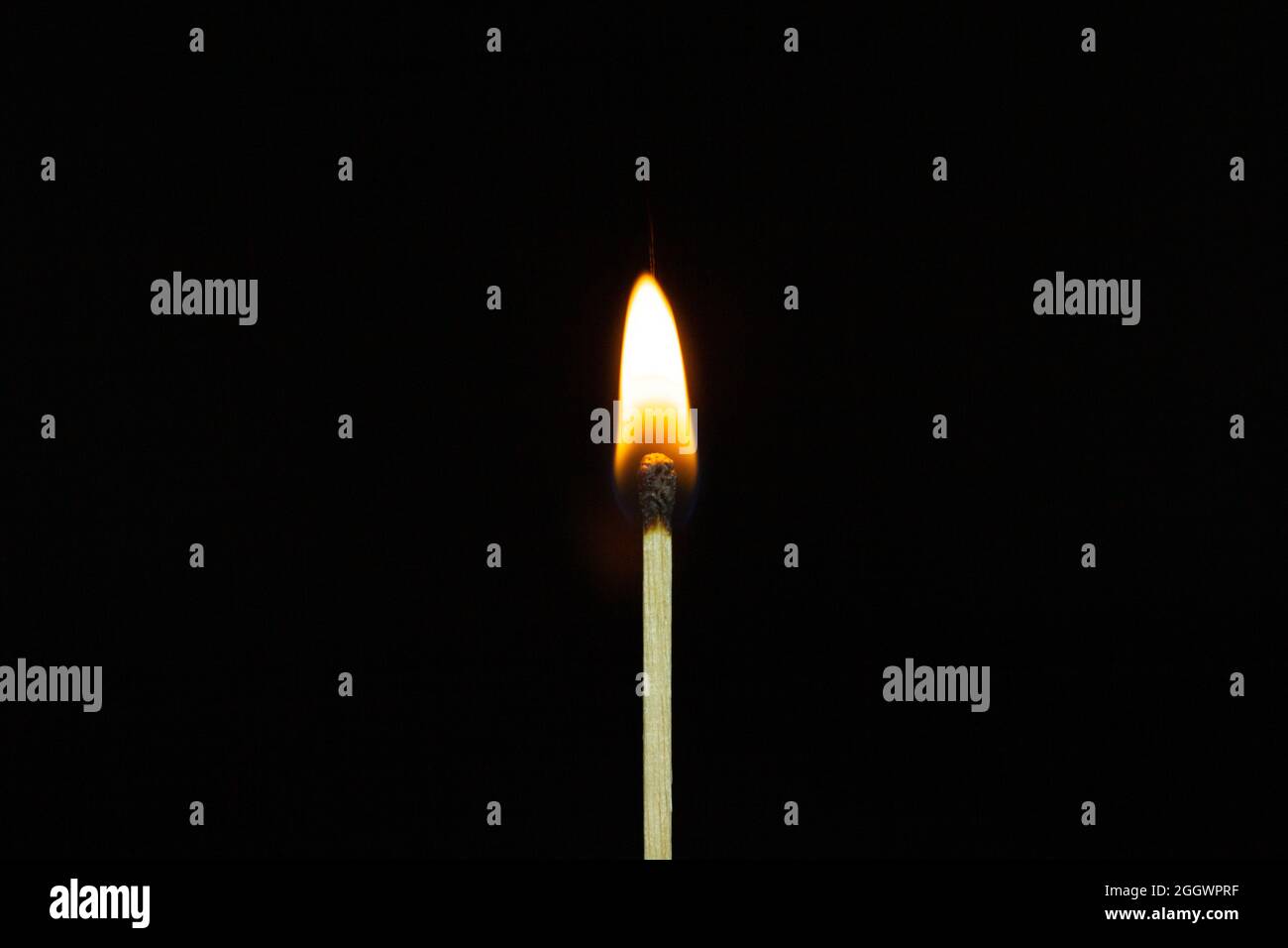 close-up Single matchstick burning isolated on black background Stock ...
