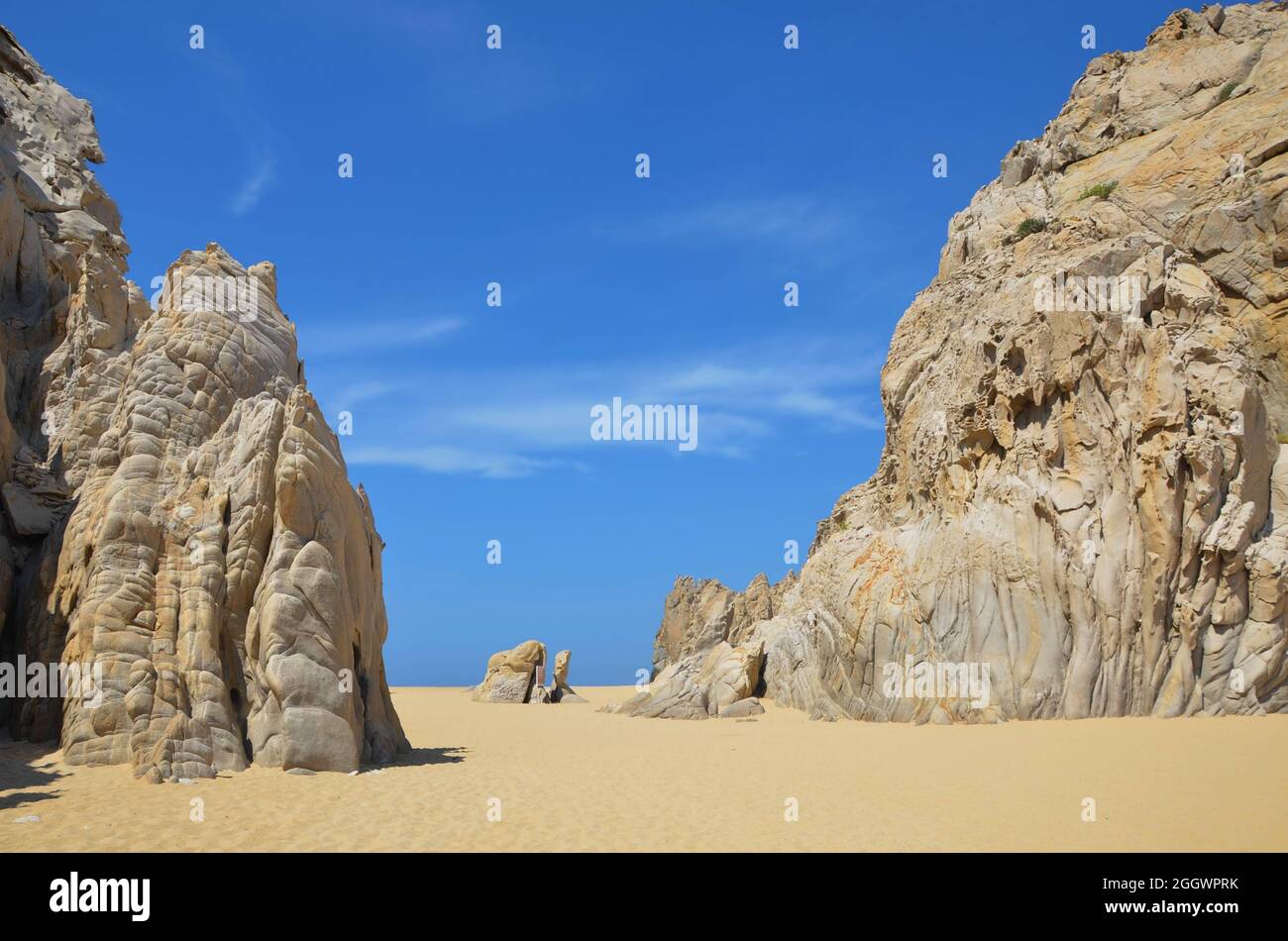 Landscape with panoramic view of Playa del Divorcio a natural sandy ...