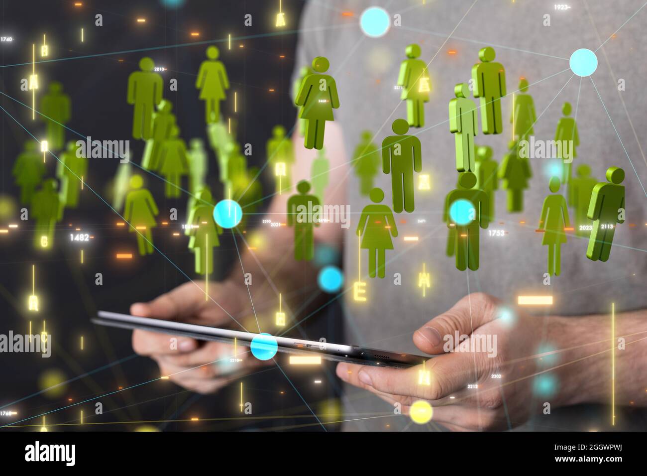 Person presenting a 3D render of teamwork and partnership icons Stock ...