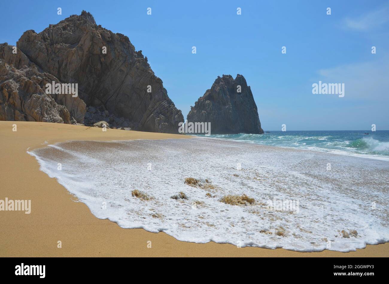 Landscape with panoramic view of Playa del Divorcio a natural sandy ...