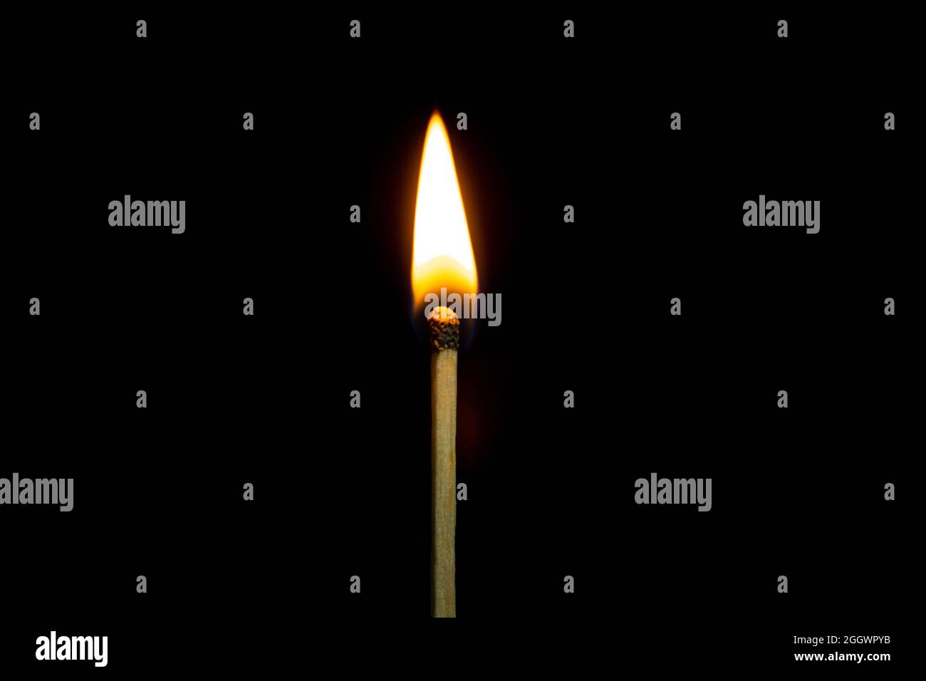 close-up Single matchstick burning isolated on black background Stock ...