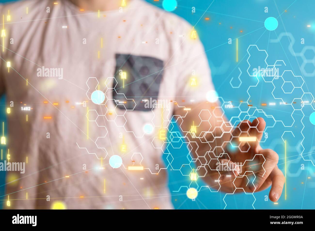 Person presenting a 3D render of social networking icons Stock Photo ...