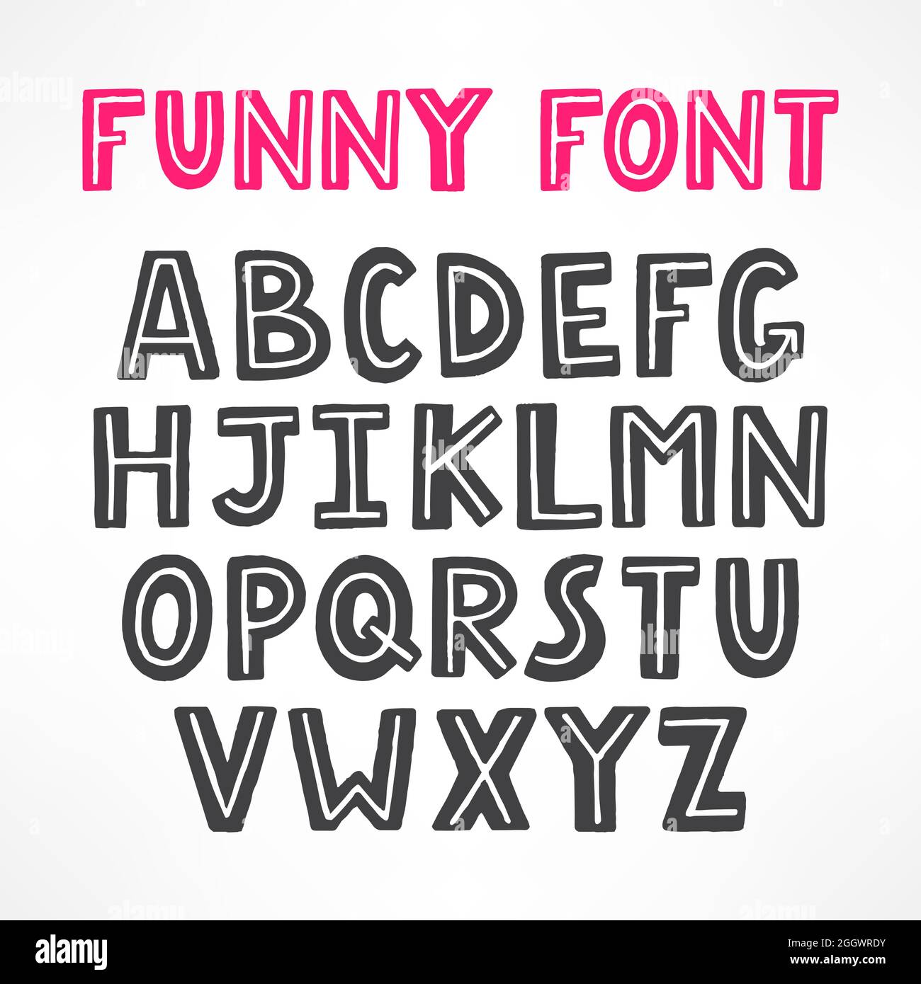 cute funny font. hand-drawn font. upper case Stock Vector Image & Art ...