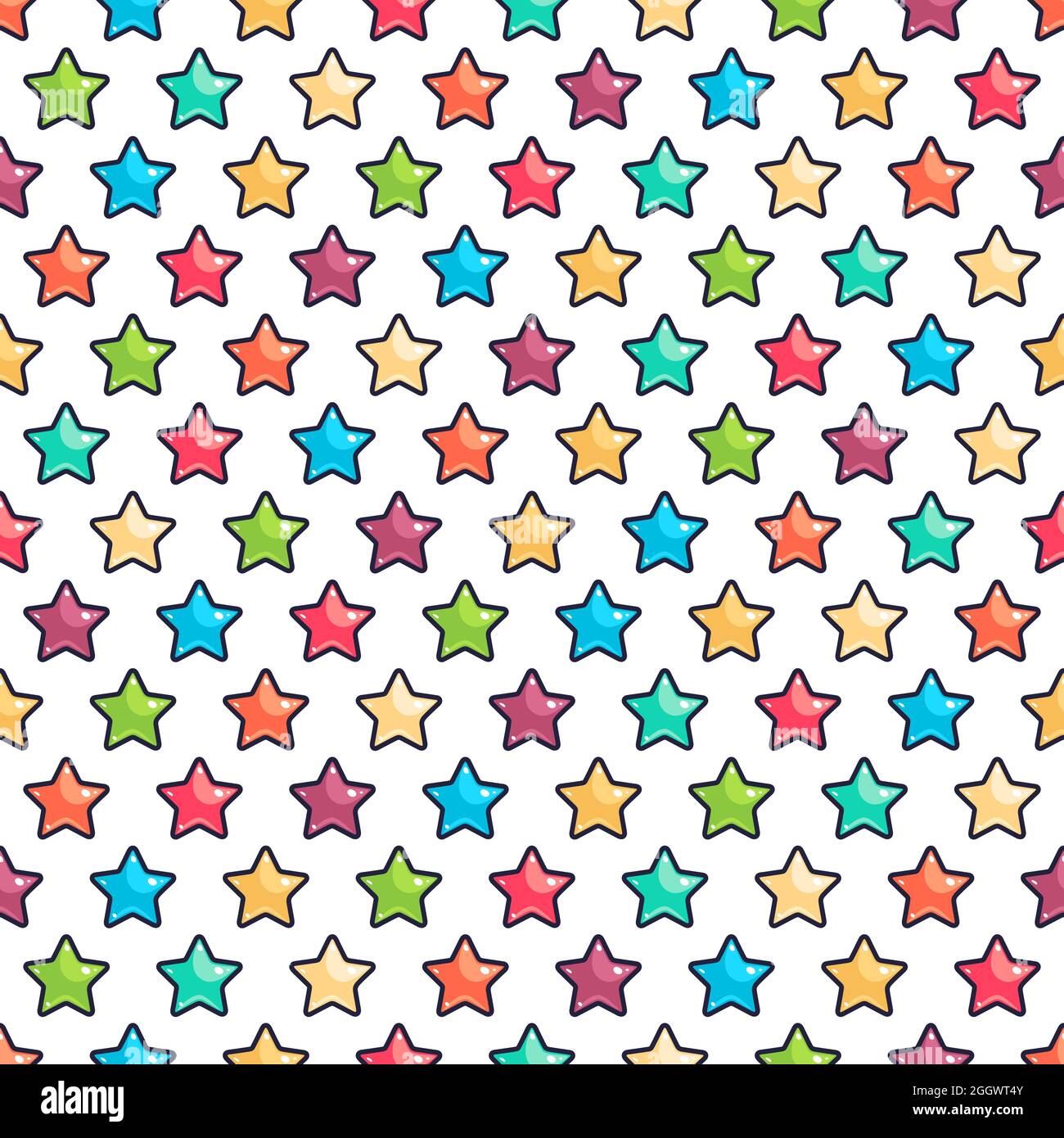 seamless pattern with cute colored stars on a white background Stock ...