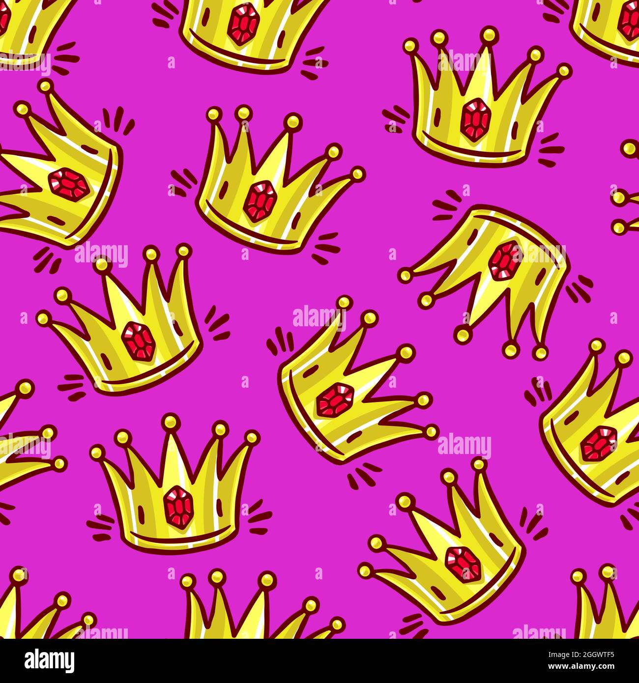 cute seamless pattern of gold hand-drawn crowns Stock Vector Image ...