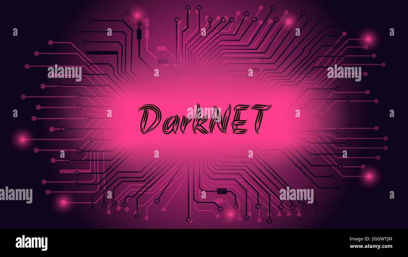 DarkNET text on dark red background with circuit board tracks. The dark ...