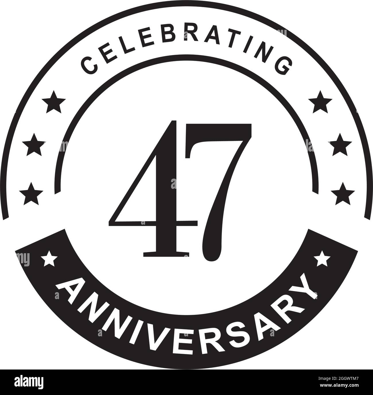 47th years anniversary emblem logo design vector template Stock Vector ...