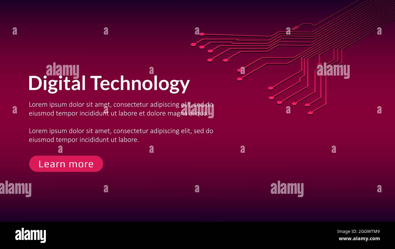 Digital technology template with copy space and button for websites ...