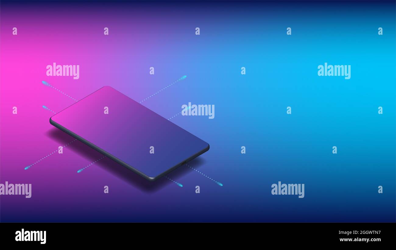 Realistic isometric mobile phone with copy space for presentation of UI ...