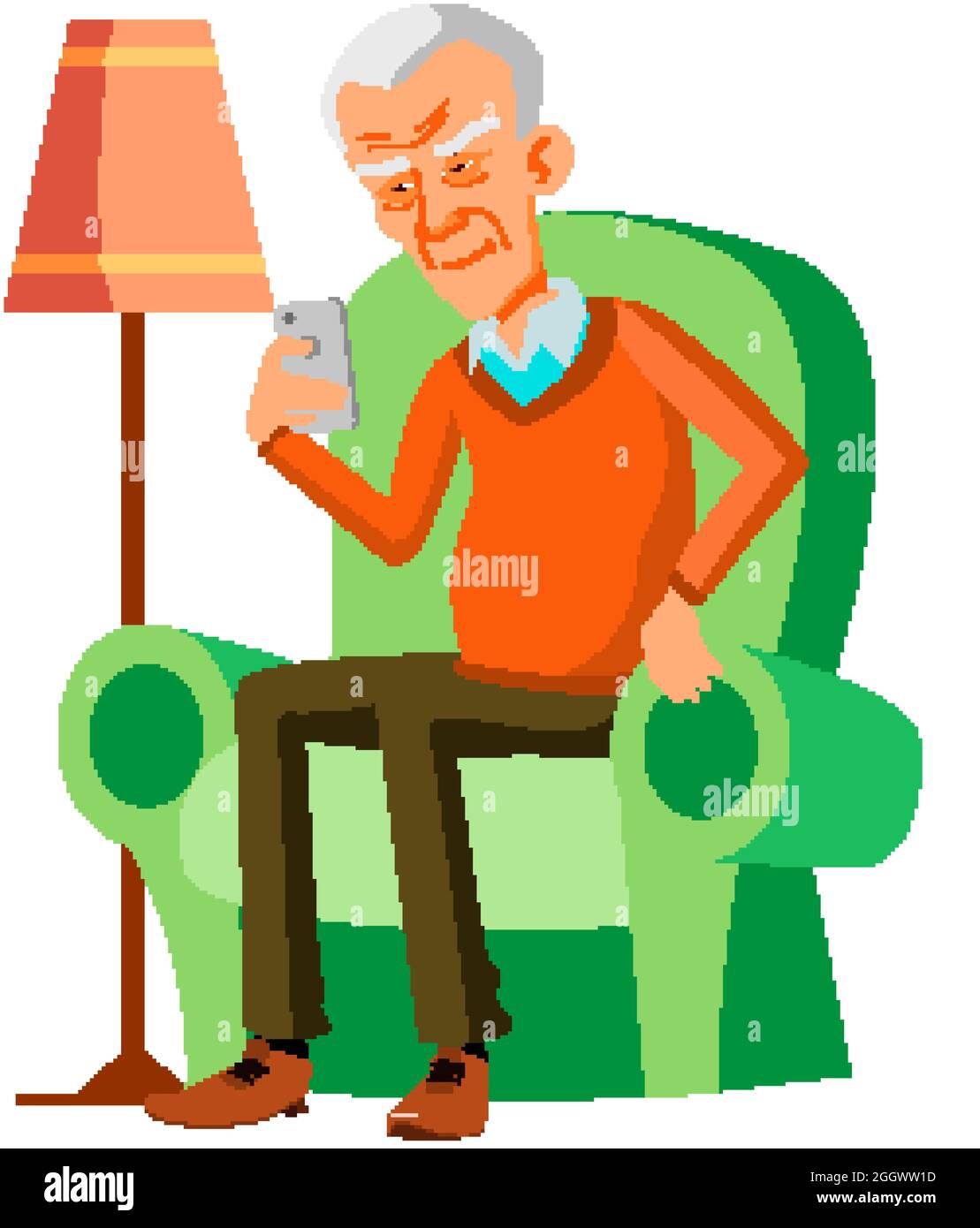 Old man on phone smiling Stock Vector Images - Alamy
