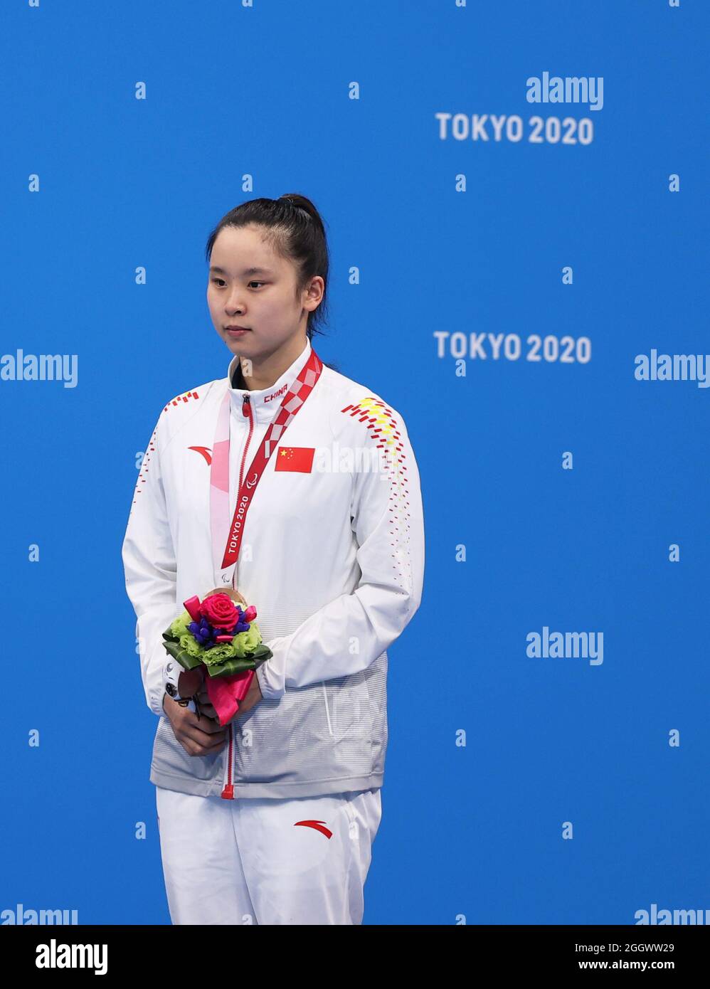 Tokyo, Japan. 3rd Sep, 2021. Cai Liwen of China poses during the awarding ceremony for the women ...