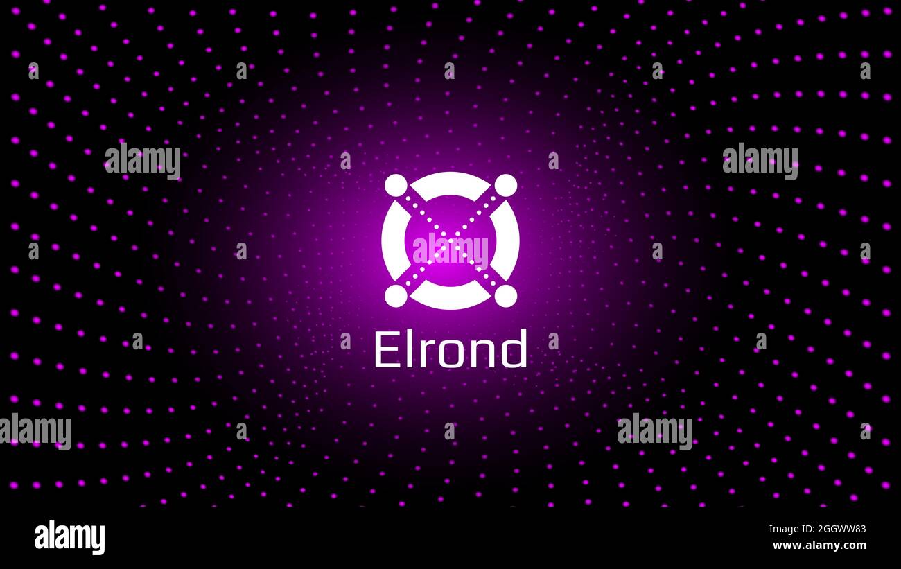 Elrond EGLD token symbol cryptocurrency in center of spiral of glowing ...