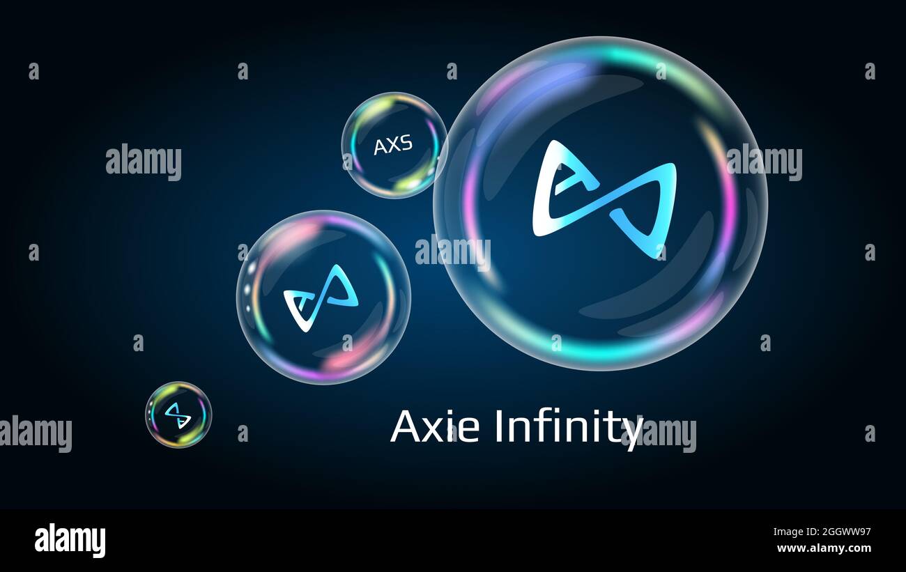 Axie Infinity AXS token symbol in soap bubble. The financial pyramid ...