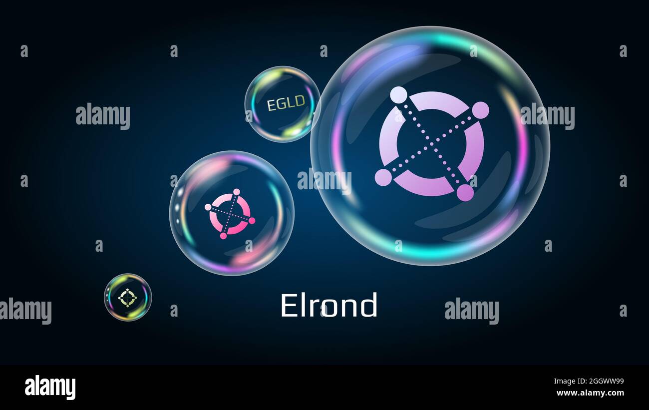 Elrond EGLD token symbol in soap bubble. The financial pyramid will ...