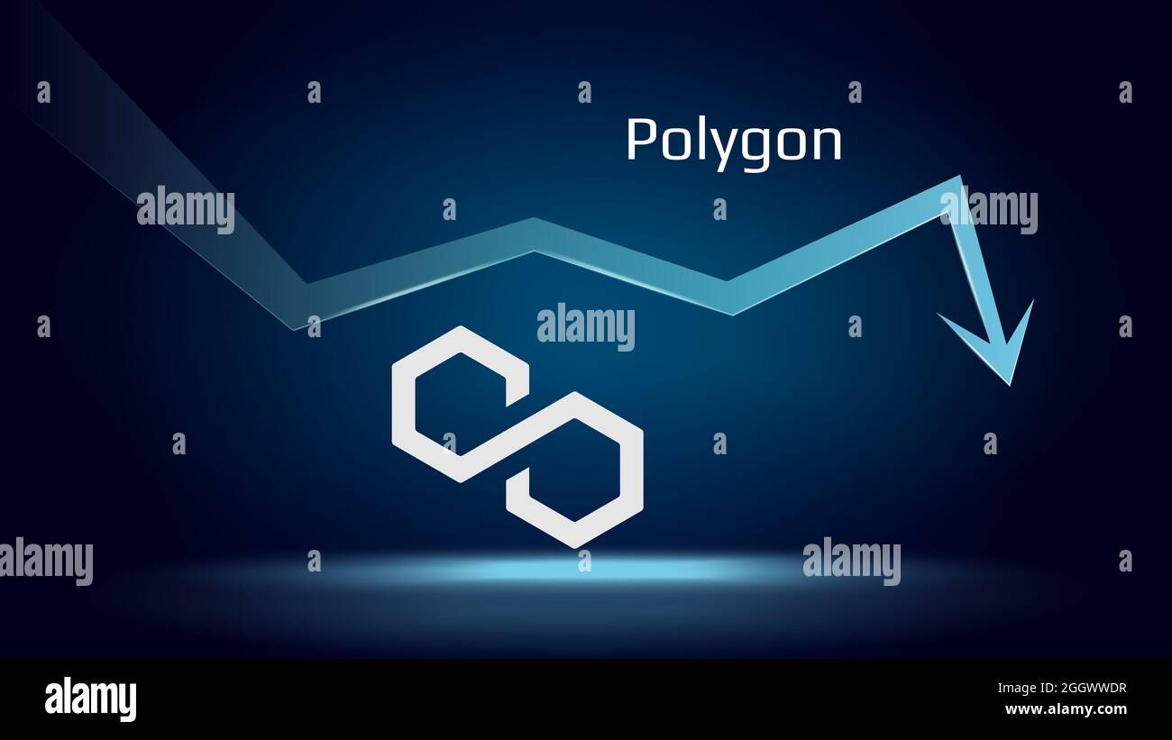 Polygon MATIC in downtrend and price falls down. Cryptocurrency coin ...