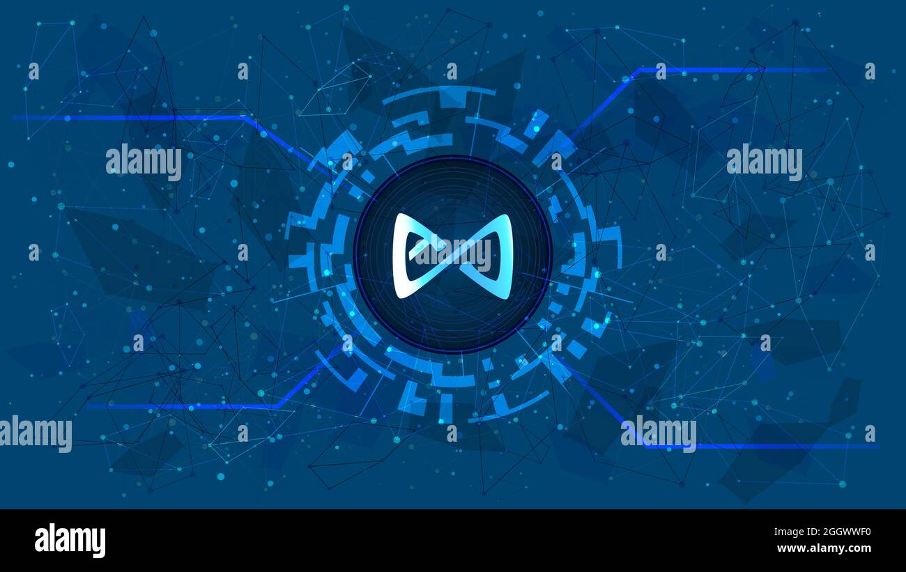 Axie Infinity AXS token symbol in digital circle with futuristic ...