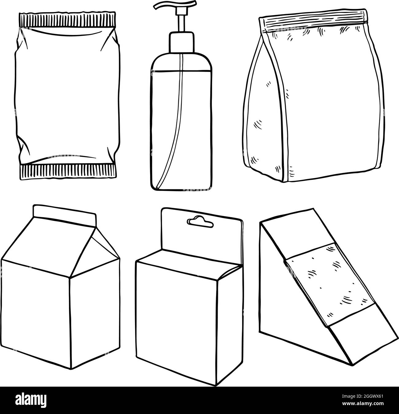 set of different packaging. Hand-drawn illustration Stock Vector Image ...