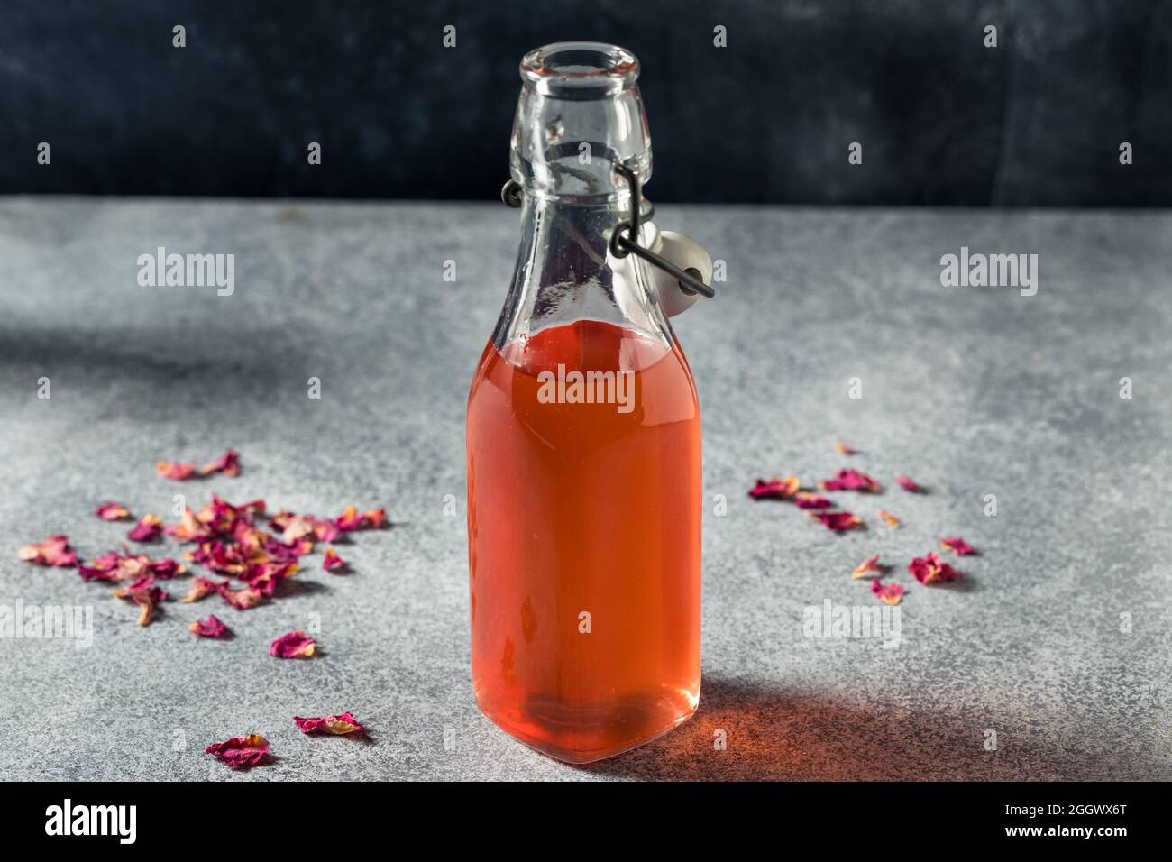 Sweet Refreshing Rose Petal Simple Syrup in a Bottle Stock Photo - Alamy