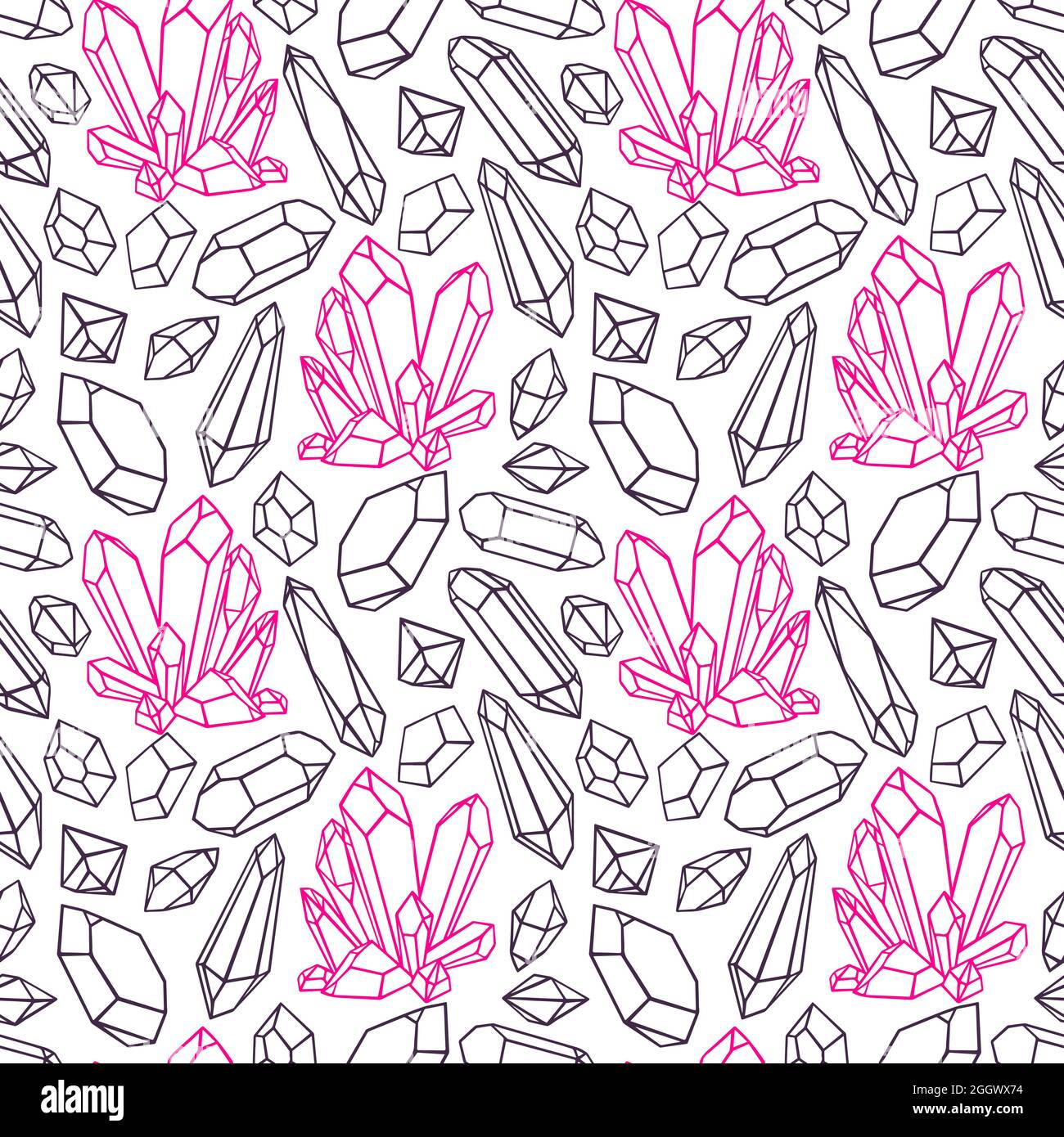 beautiful seamless pattern of a pink and black crystals and gemstones ...