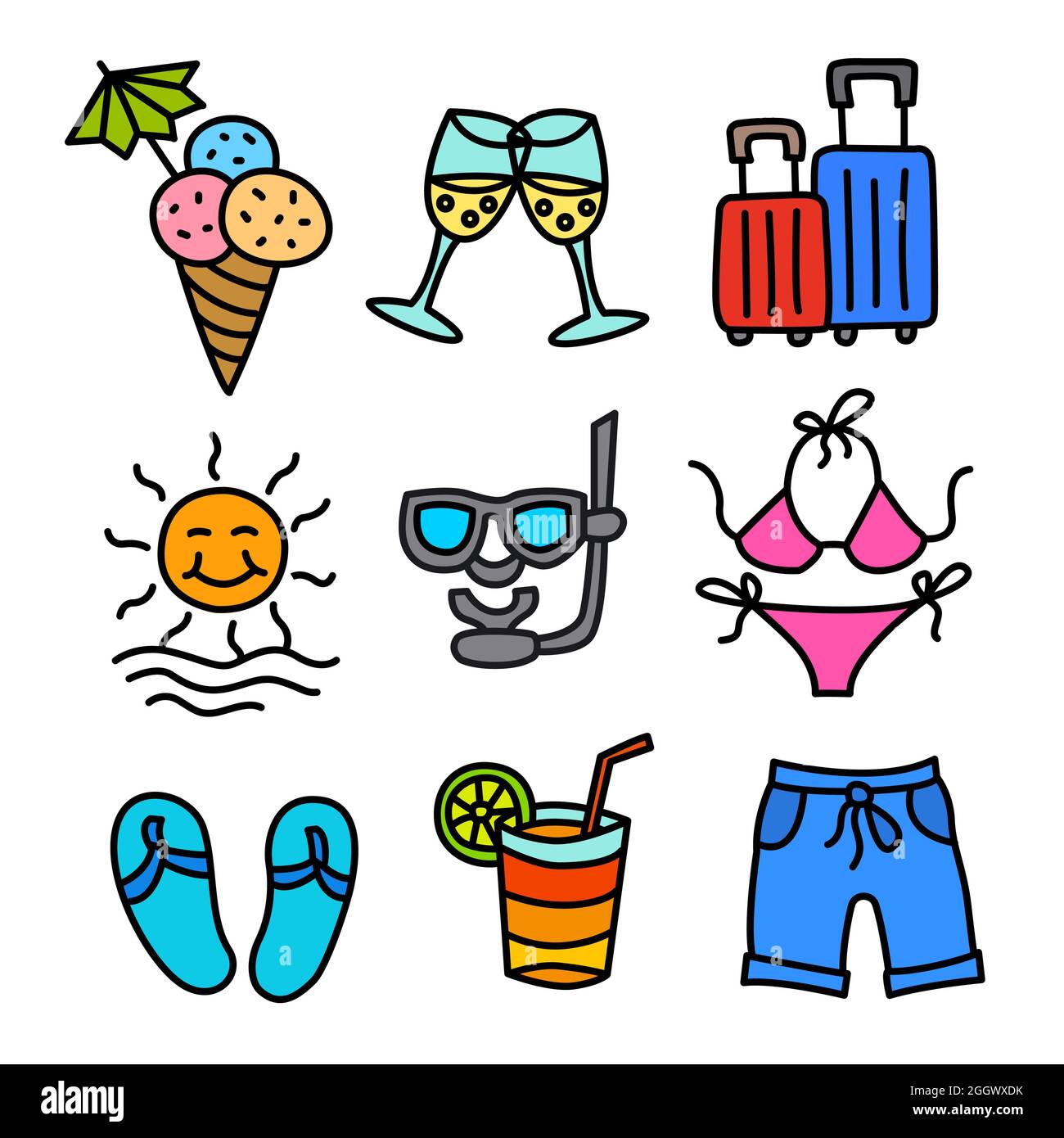 Sketch vacation icons Stock Vector Images - Alamy