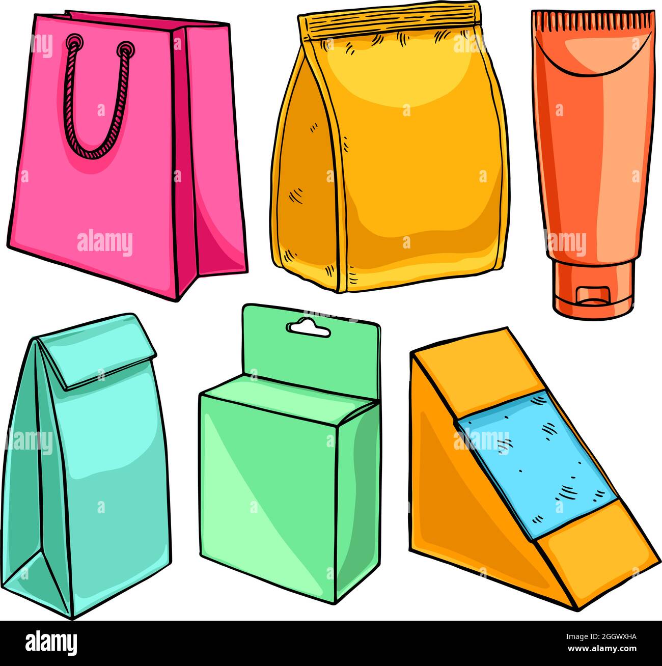 set of different packaging. Hand-drawn illustration Stock Vector Image ...