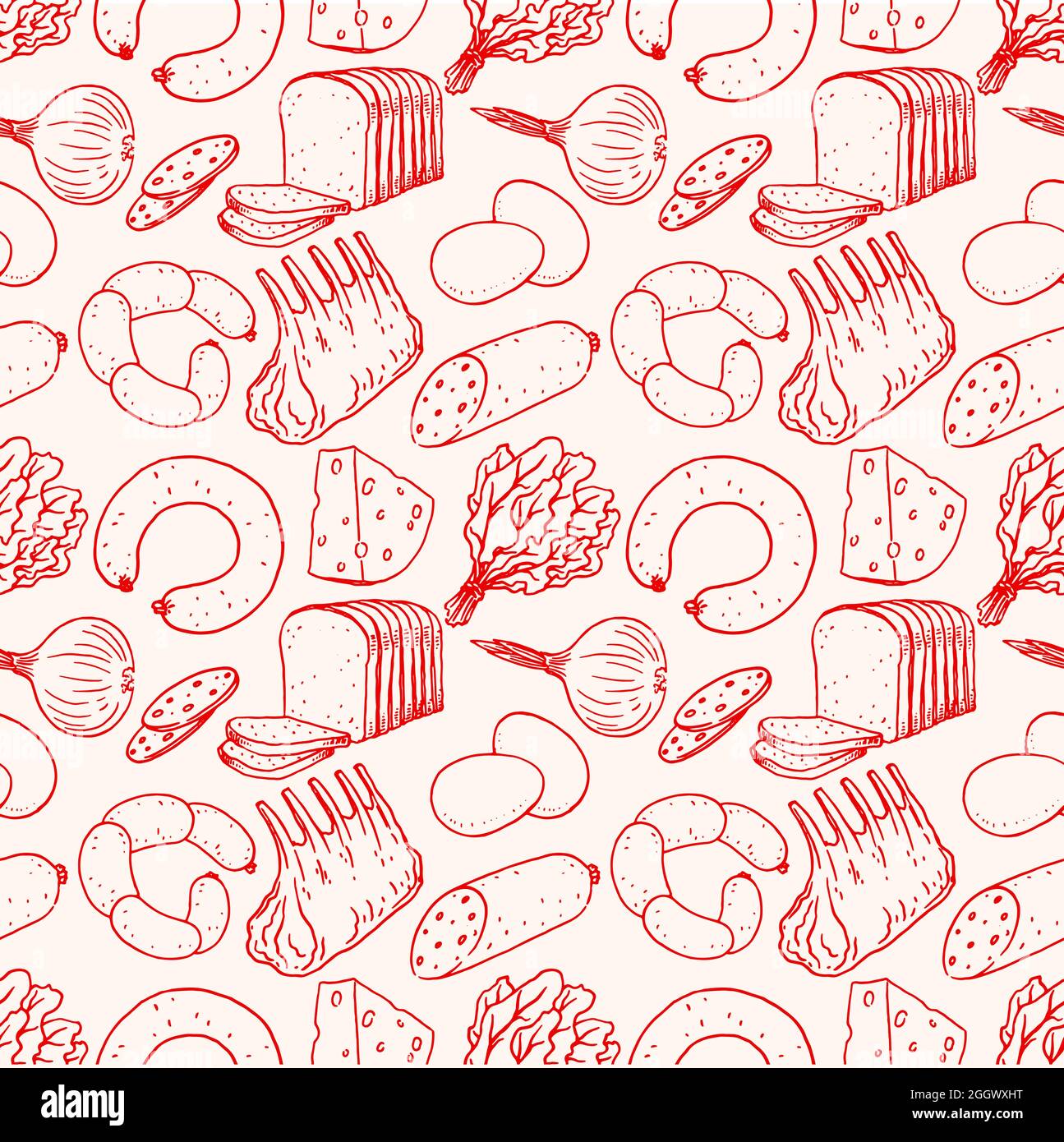 Meat bread eggs dairy Stock Vector Images - Alamy