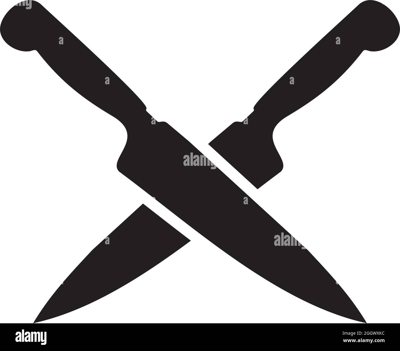 Black crossed kitchen knife vector logo design Stock Vector Image & Art ...
