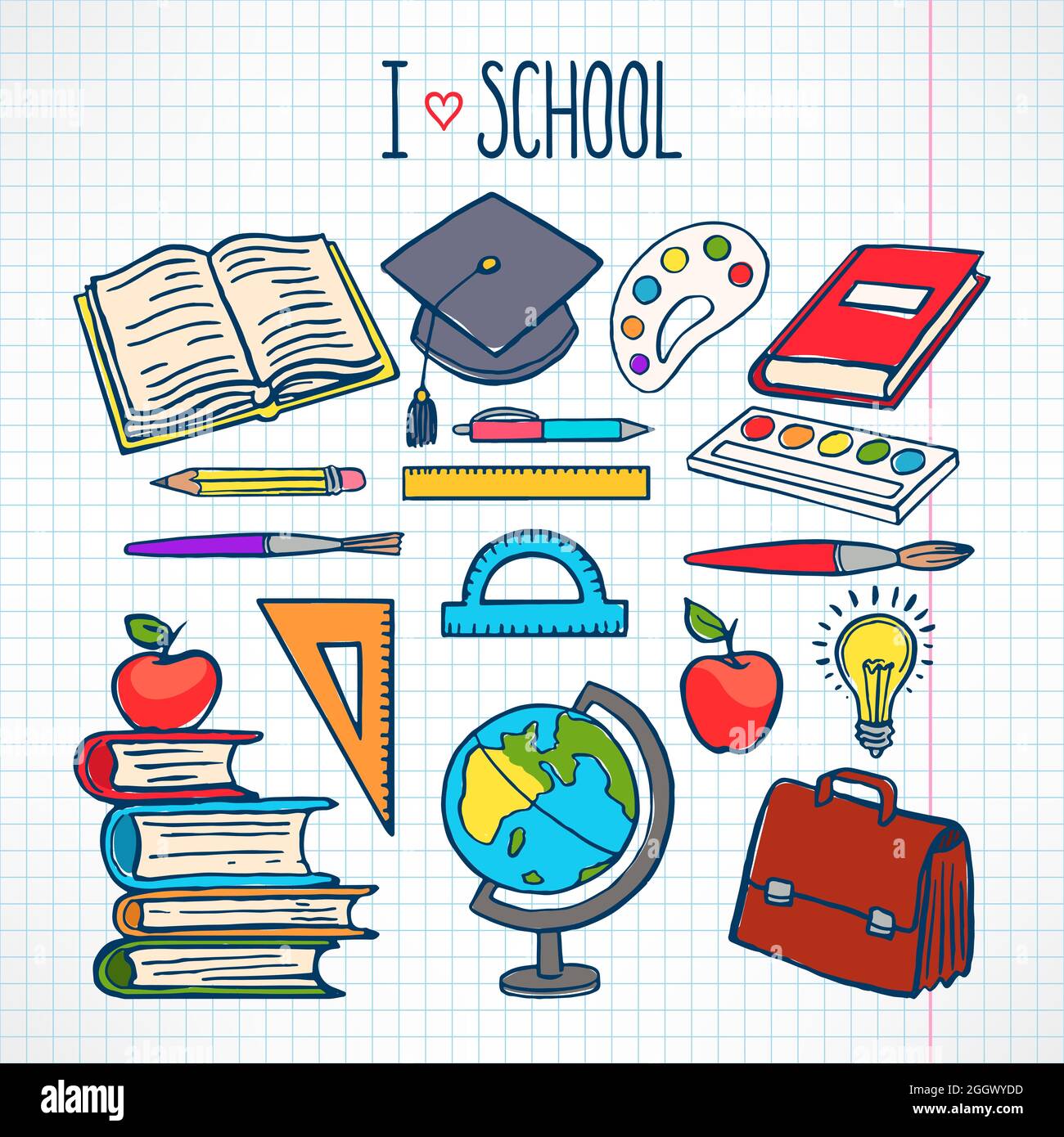 Hand drawn set college Stock Vector Images - Alamy