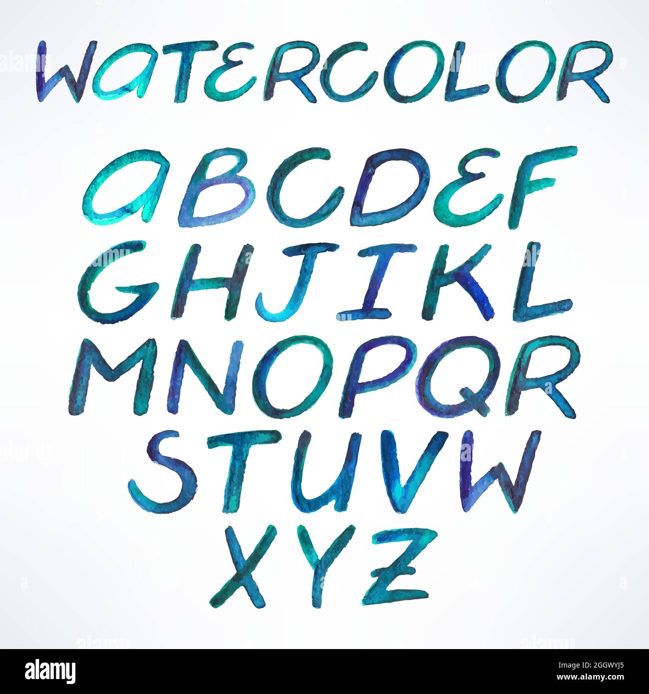 Watercolor handwritten blue alphabet letters Stock Vector Image & Art ...