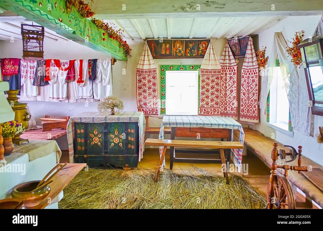 PEREIASLAV, UKRAINE - MAY 22, 2021: Interior of richly decorated ...