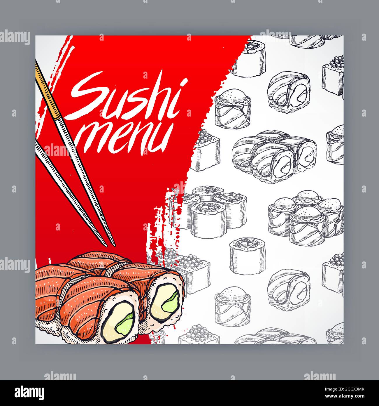 cute cover for sushi menu. hand-drawn illustration Stock Vector Image ...