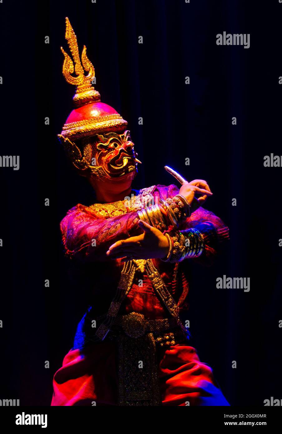 lakhon khol khmer masked dance performer in costume at phnom penh ...