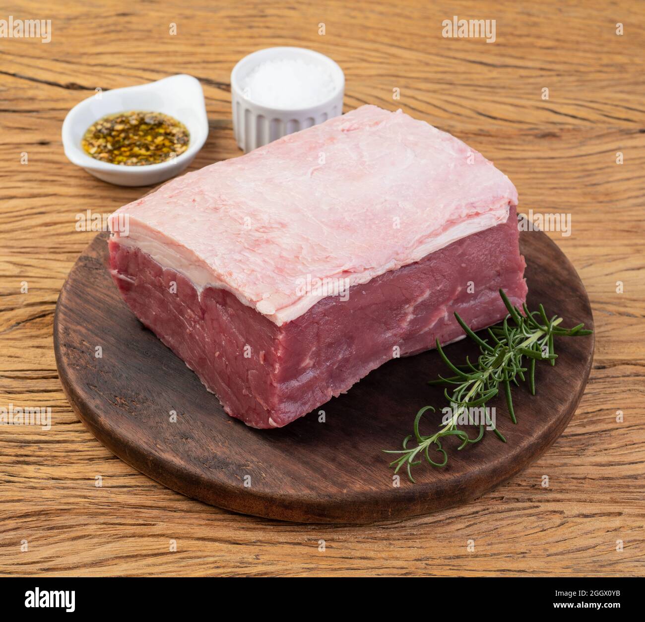 Raw ancho beef, typical argentinian cut, over wooden board with ...