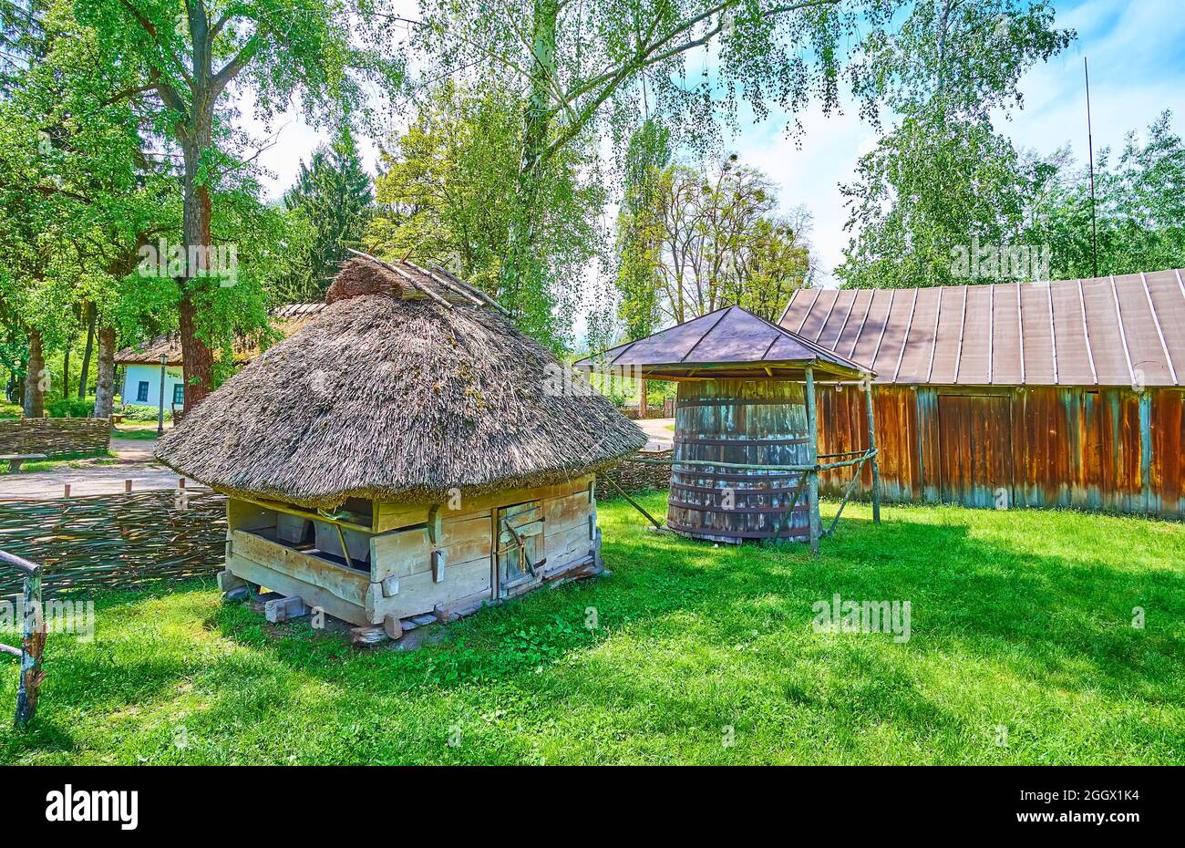 PEREIASLAV, UKRAINE - MAY 22, 2021: The wooden playpen and vintage ...
