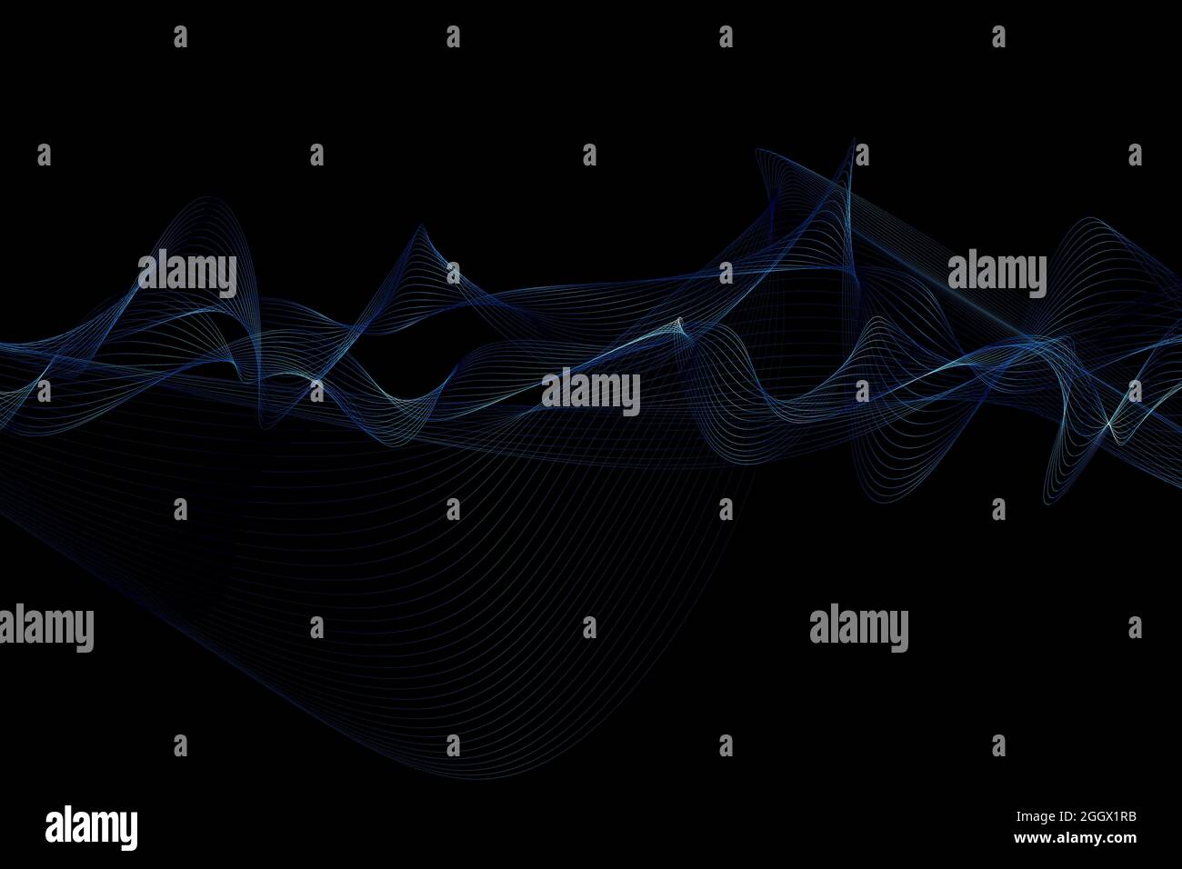 Abstract blue motion wave on dark background. Digital illustration ...
