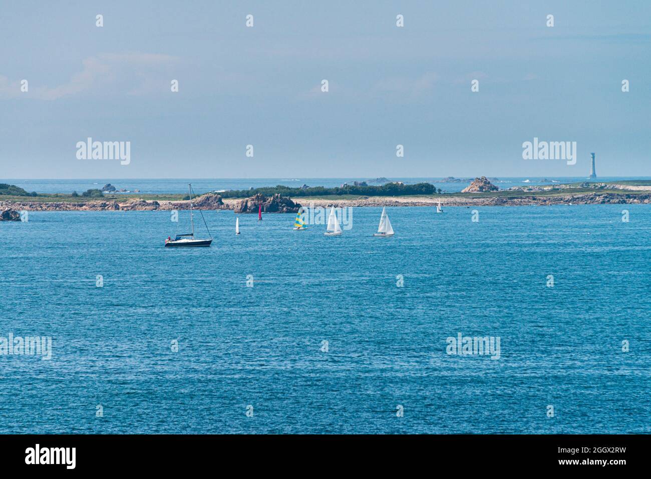 Boats sailing between St Mary's and St Agnes in the Isles of Scilly ...