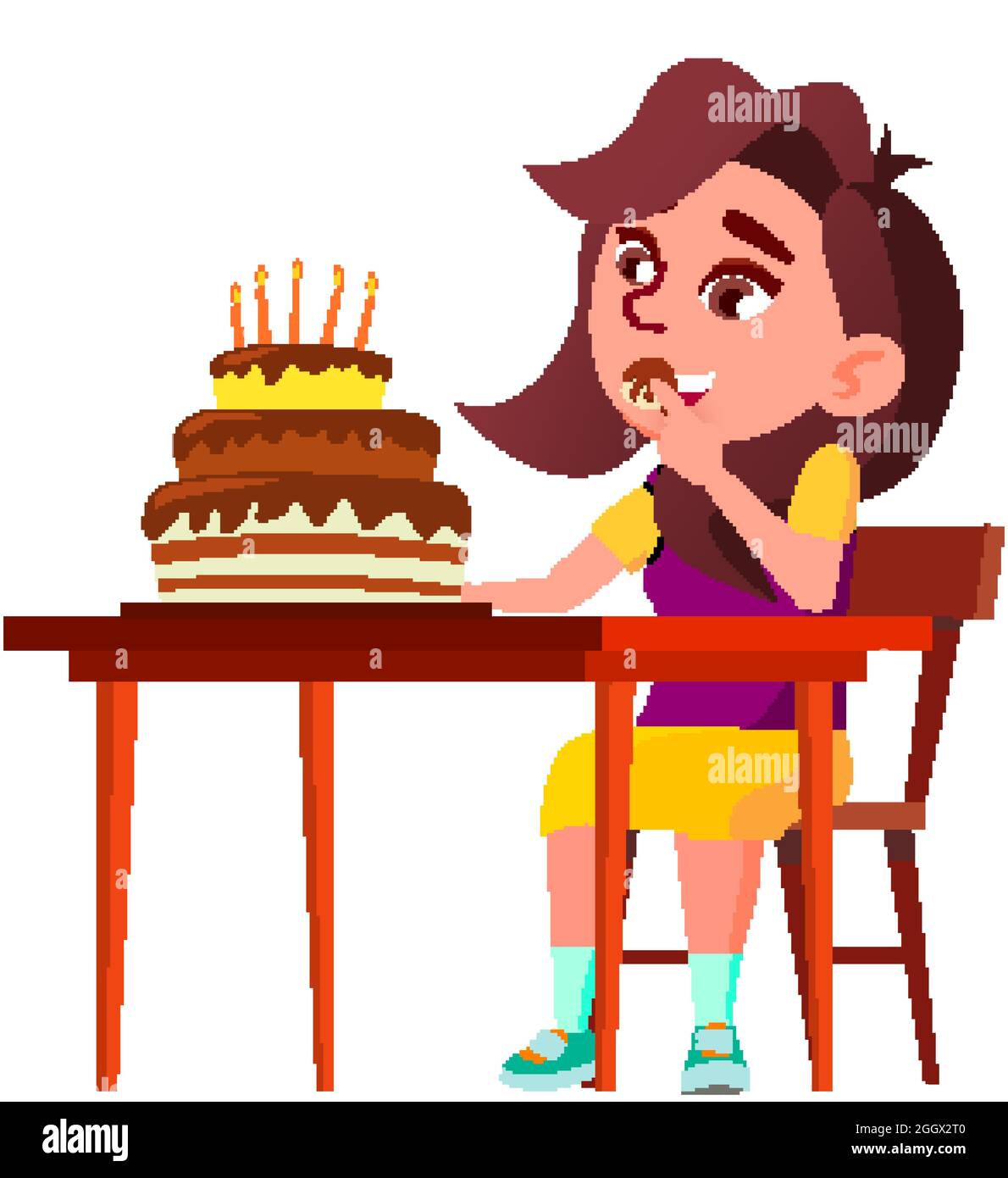 Kid Eating Cake Clipart