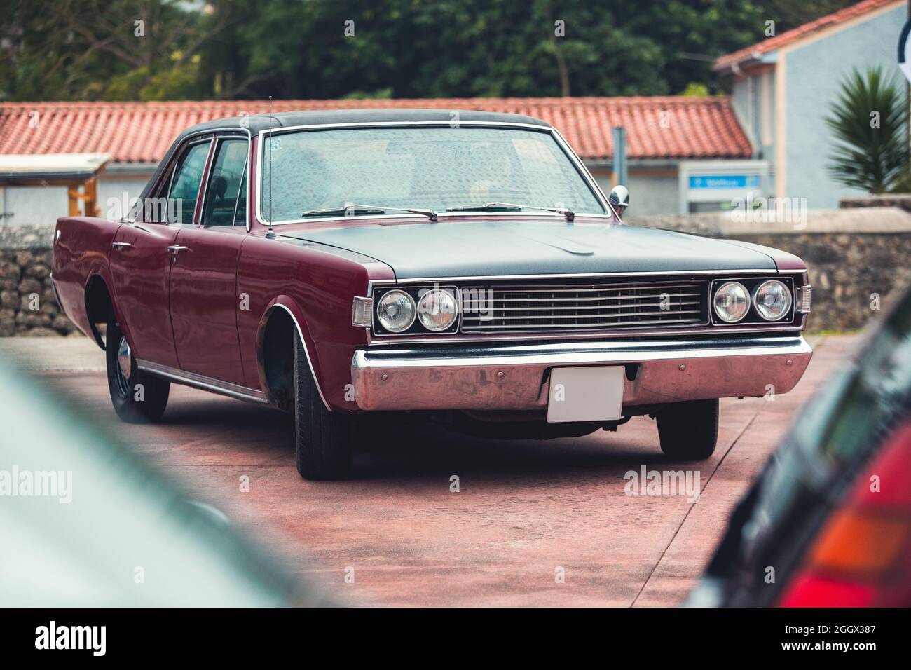 Cobreces, Spain - August 14, 2021: Car show in Cobreces. The Dodge 3700 ...