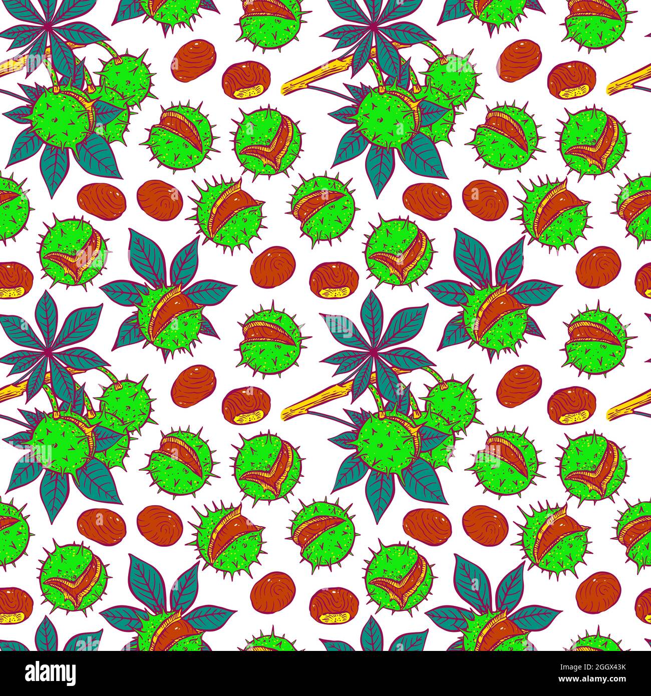 beautiful seamless pattern of different bright color chestnuts on a ...
