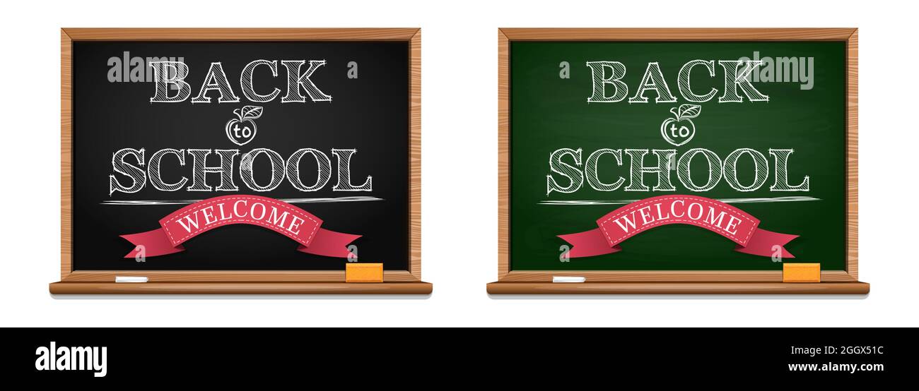 Chalk on a blackboard set. Welcome. Back to school Stock Vector Image ...