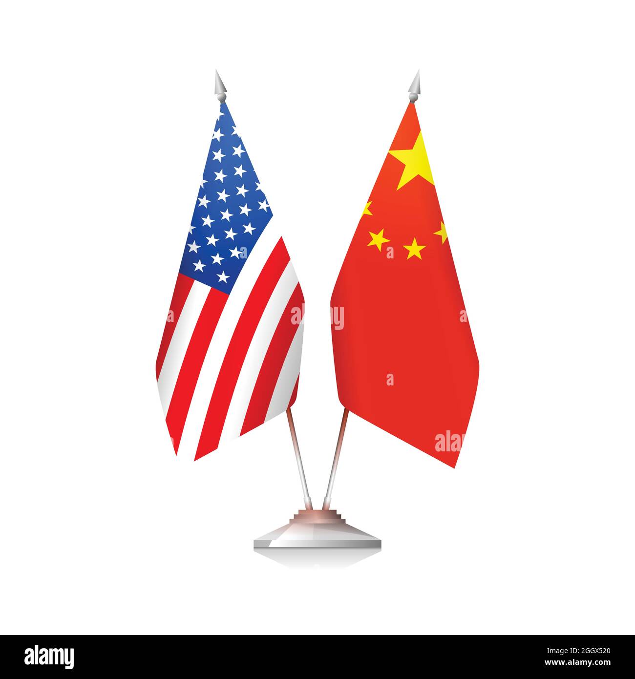 Flags of USA and China isolated on white background. Vector ...