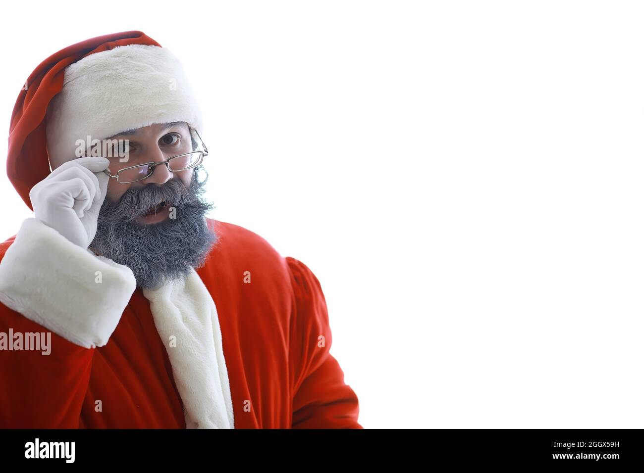 Portrait real happy Santa Claus.Funny Santa. Theme Christmas holidays ...
