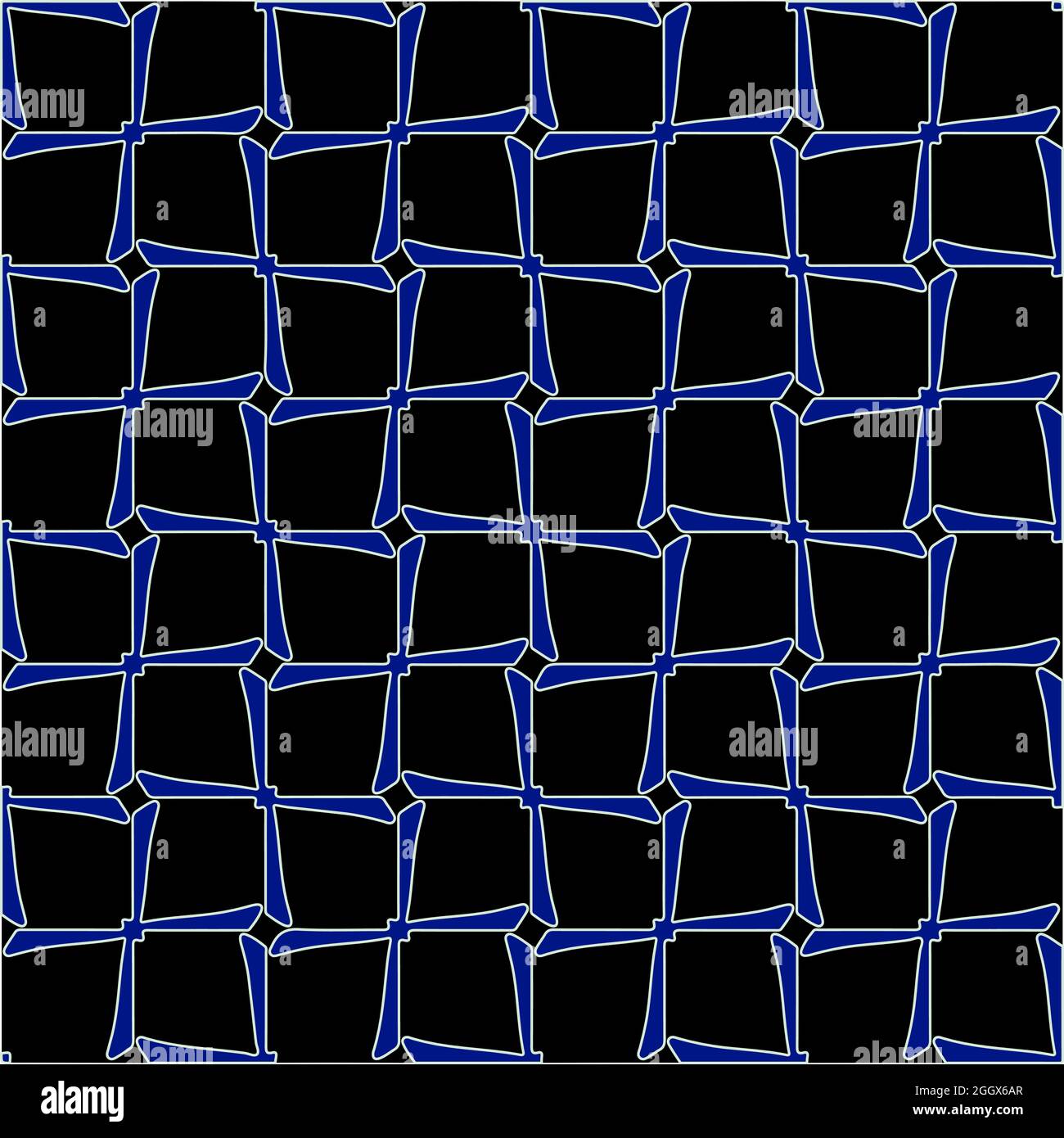 vector pattern in geometric ornamental style. Black and white and blue ...